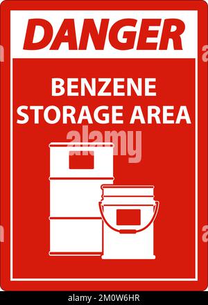 Danger Benzene Storage Area Sign On White Background Stock Vector Image ...