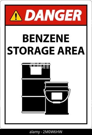 Danger Benzene Storage Area Sign On White Background Stock Vector Image ...