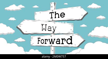 The way forward - outline signpost with three arrows Stock Photo - Alamy