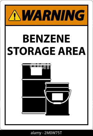 Warning Benzene Storage Area Sign On White Background Stock Vector ...