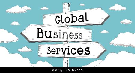 Global business services - outline signpost with three arrows Stock ...