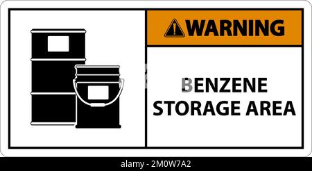 Warning Benzene Storage Area Sign On White Background Stock Vector ...