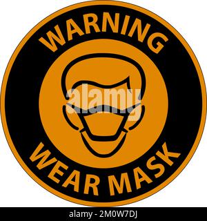 Warning Wear Mask Sign On White Background Stock Vector Image & Art - Alamy