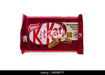Wrapped Nestle Kit Kat milk chocolate bar on white background, cutout ...