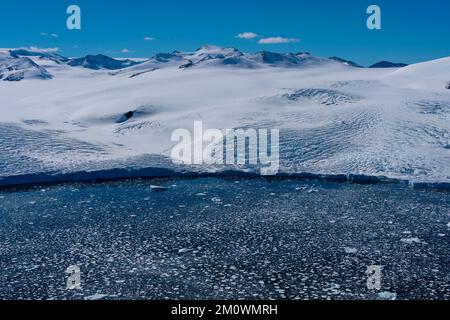 Aerial view of Larsen Inlet glacier, Weddell Sea, Antarctica, Polar ...