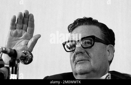 President of Chile Salvador Allende at conference Stock Photo - Alamy