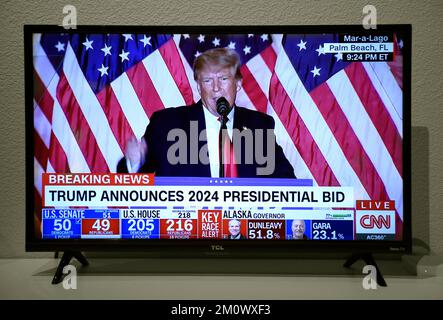 A CNN television screen shot of former U.S. President Donald Trump ...
