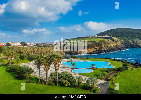 View over Monte Brasil in the Unesco world heritage sight, Angra do ...