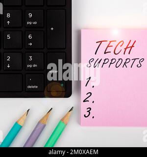 Conceptual caption Tech Supports, Word for Help given by technician ...