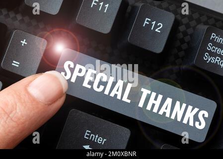 Handwriting text Special Thanks, Internet Concept expression of ...