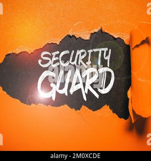 Text caption presenting Security Guard, Word for tools used to manage ...