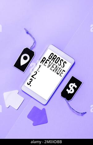 Writing displaying text Gross Revenue. Business concept total value of ...