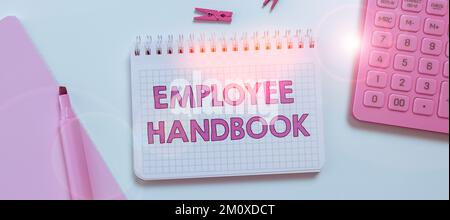 Hand writing sign Employee Handbook. Business idea Document that ...