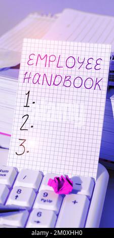 Writing displaying text Employee Handbook. Business approach Document ...