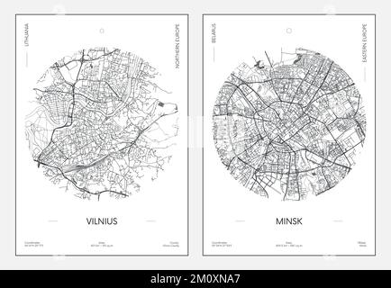 Urban city map of Vilnius. Vector illustration, Vilnius map art poster ...