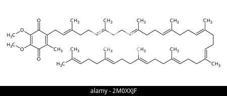 Coenzyme Q10. Chemical structural formula and model of molecule of ...