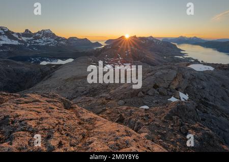 midnight sun from Nesheia, Lofoten Islands, Norway Stock Photo - Alamy