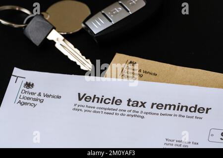 Authentic V11 Vehicle tax reminder letter from DVLA placed on brown ...