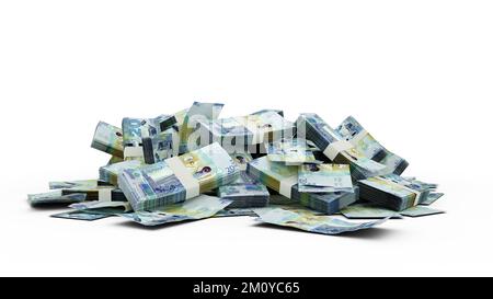 Stack of Kuwaiti dinar notes. 3d rendering of bundles of money isolated ...