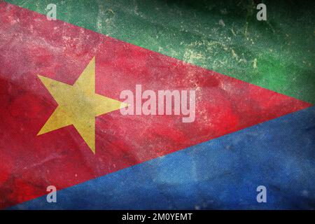 flag of Ethiopian Semitic peoples Tigrinyans at cloudy sky background ...