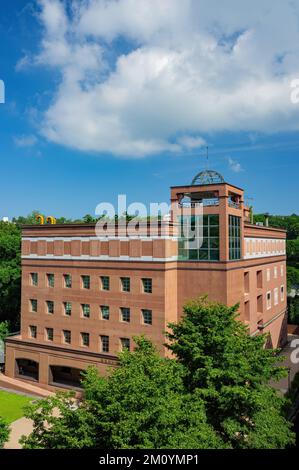 Sunny exterior view of the campus of Aletheia University at Taipei ...