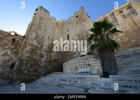 The western (double) Huldah Gate and the monumental staircase at the ...