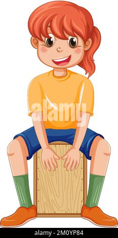 Girl playing cajon drum vector illustration Stock Vector Image & Art ...