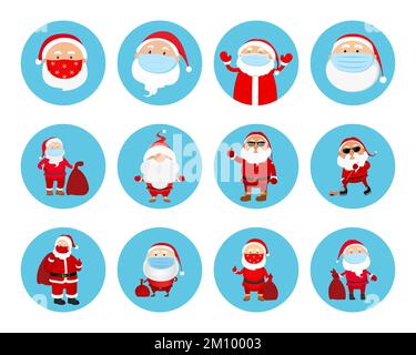 Set of Santa Claus avatars. Vector illustration Stock Vector Image ...