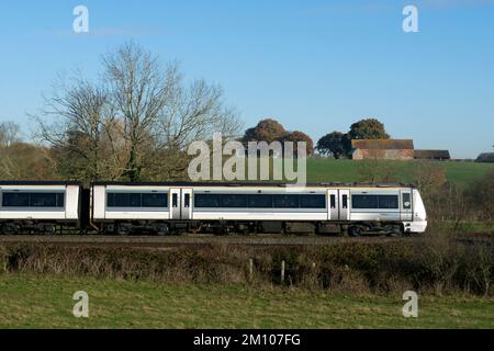 Chiltern Railways diesel train, side view, Warwickshire, UK Stock Photo ...
