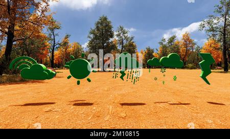 forest background with green icon weather for the global warming Stock ...