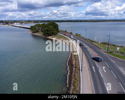 Aerial view of Langstone Bridge and harbour Stock Photo - Alamy