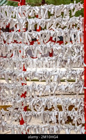 Closeup of japanese prayer Notes at a Shinto Temple in Okinawa, Japan ...