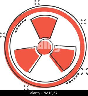 Nuclear radiation icon in comic style. Radioactivity cartoon vector ...