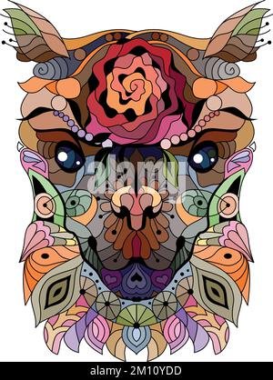 ALPACA zentangle styled. May be used for print on t-shirt, wallpaper or ...