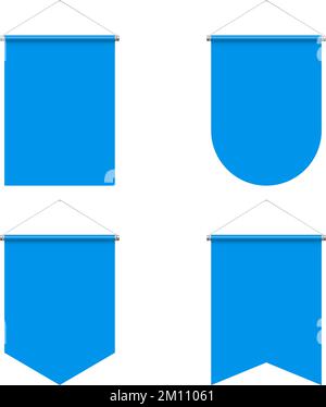 Blue textile label mockup. Realistic fabric tag Stock Vector Image ...