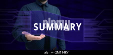 Conceptual display Summary. Conceptual photo Brief Statement Abstract ...