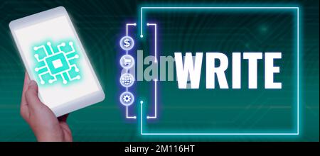 Text caption presenting Write. Business approach mark letters words or ...