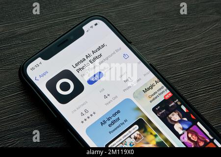 Lensa AI app is used to create magic avatars and edit selfies Stock ...