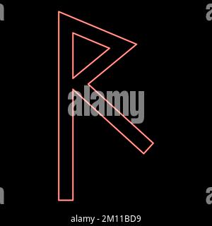 Neon raido rune raid symbol road red color vector illustration image ...