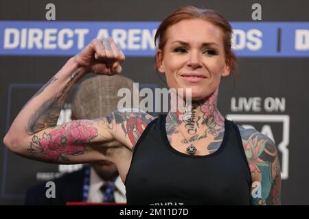 Gemma Ruegg during a weigh in at The Dorchester, London. Picture date ...