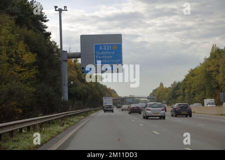 A trip down the M3 Motorway showing all the signage for coming turn ...