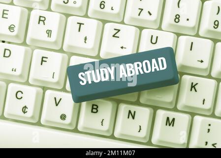 Conceptual caption Study Abroad. Concept meaning Pursuing educational ...