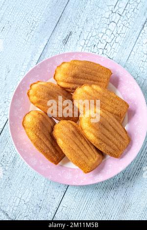 Madeleines - French small sponge cakes with cocoa powder Stock Photo ...