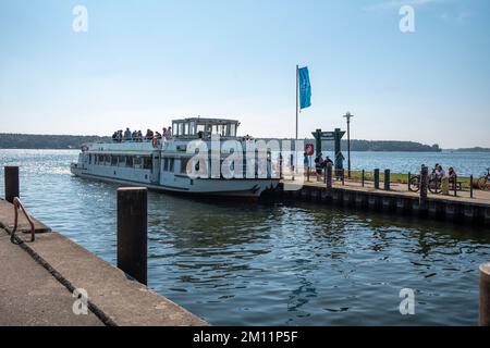 Waren, Müritz, steamer by day, Mecklenburg-Western Pomerania, Germany ...