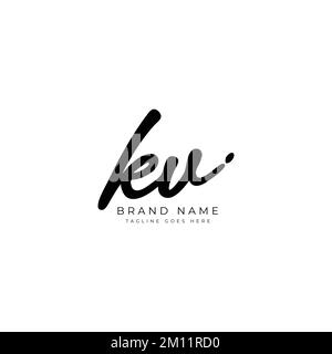 Initial Letter KV Logo - Handwritten Signature Style Logo - Minimal ...