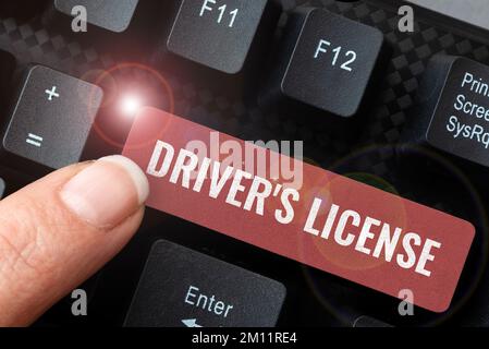 Conceptual caption Driver's License, Business showcase a document ...