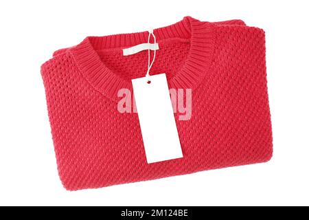 red clothing label isolated on white background Stock Photo - Alamy