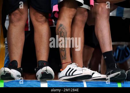 Argentina's Lionel Messi features as a tattoo on a fans calf ahead of ...