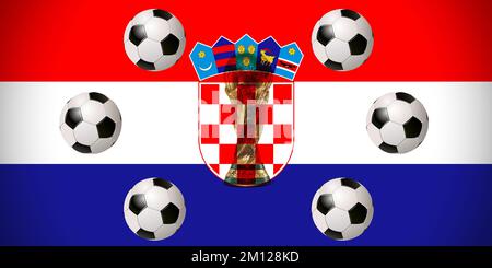 December 9th 2022, Florence, Italy, Croatian Flag with the world cup in ...
