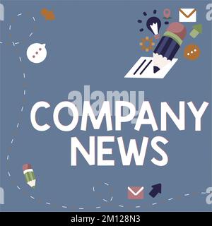 Hand writing sign Company News. Internet Concept Latest Information and ...